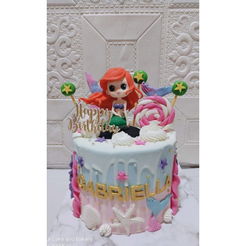 Jual Cake Ultah Mermaid Ariel Uk 18cm / Kue Ulang Tahun Anak Perempuan ...