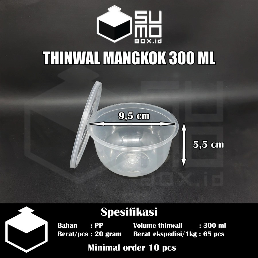 Jual Thinwall BULAT 300ml + tutup cup puding pudding / BOWL mangkok plastik 300 ml FREE PACKING ...