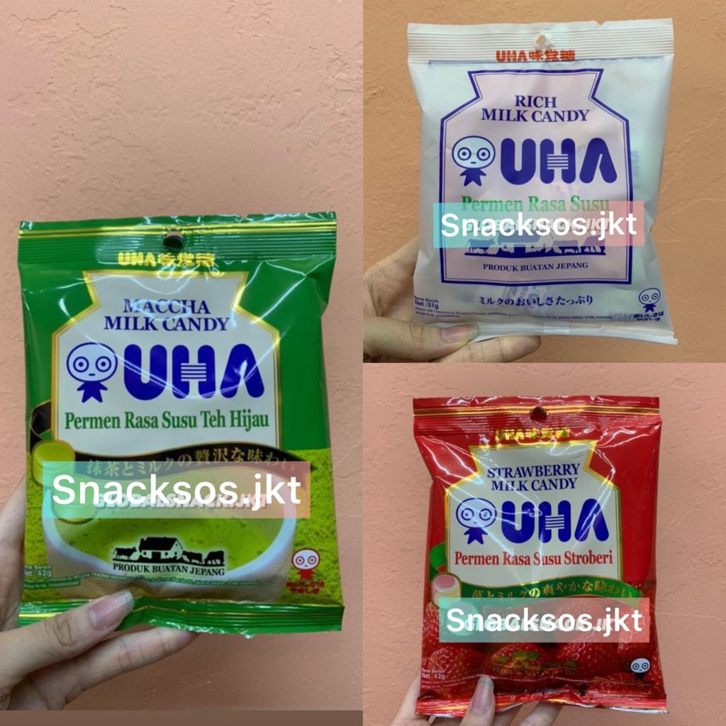 Jual 42g UHA Permen Strawberry / Matcha / Rich Milk Candy | Shopee Indonesia