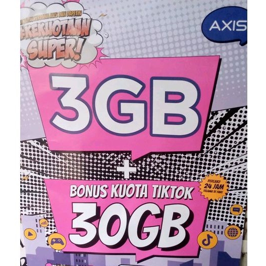 Jual Kartu Perdana Internet Axis 3GB + 30GB (Tik Tok) | Shopee Indonesia