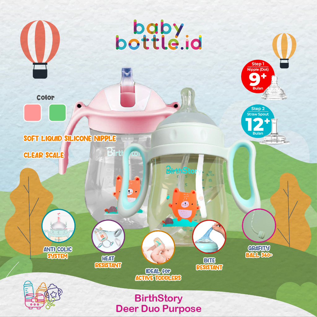 Jual BIRTHSTORY DEER BOTOL SUSU BAYI PPSU |DOT + SEDOTAN| Gravity Ball Straw - Wide Neck | Anti ...