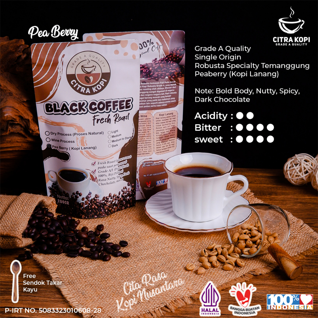 Jual Specialty Kopi Lanang Peaberry Bubuk Murni 1Kg | Shopee Indonesia