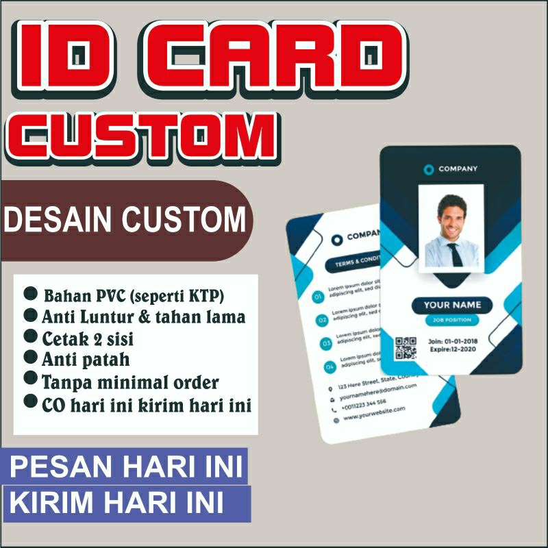 Jual CETAK CEPAT ID CARD CUSTOM MURAH 2 SISI | Shopee Indonesia
