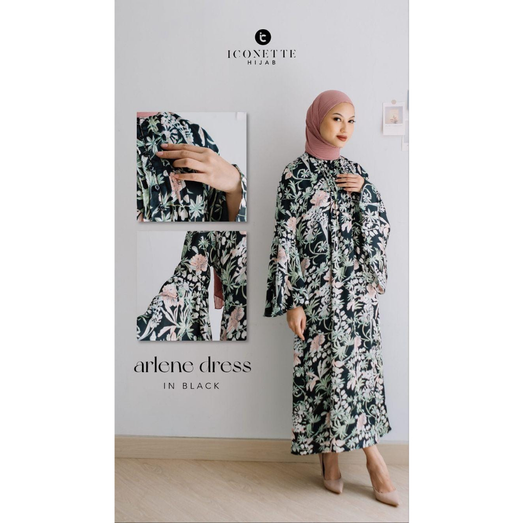 Jual Iconette Closet Arlene Long Dress Motif Floral Vintage Hijab ...