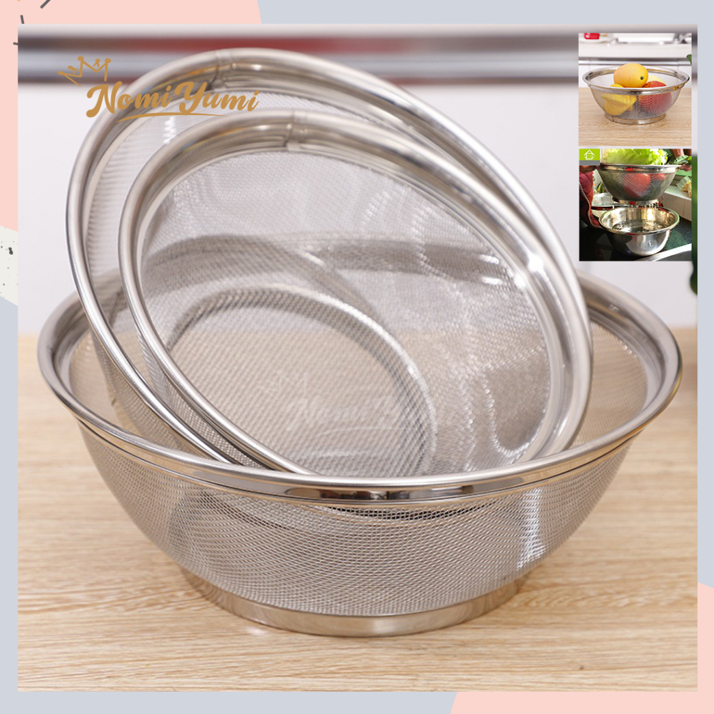Jual Nomiyumi - Baskom Stainless Steel Bolong Baskom Jaring Baskom Cuci ...