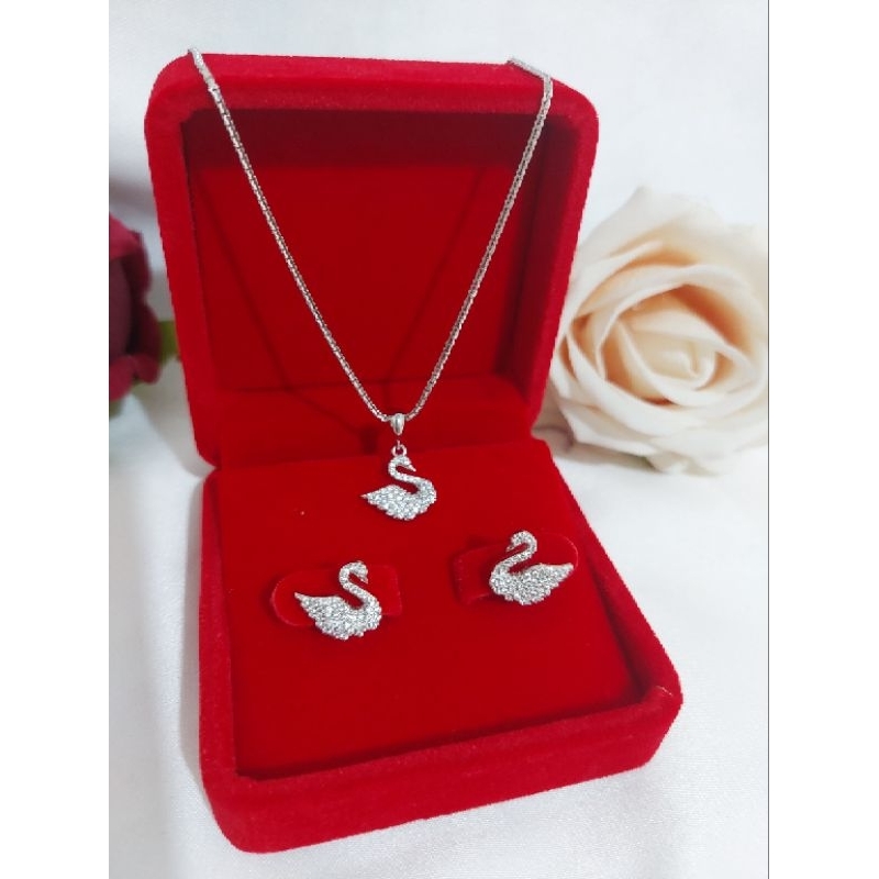 Jual Set Swan Perak Asli 925 Lapis Mas Putih - SS2 | Shopee Indonesia