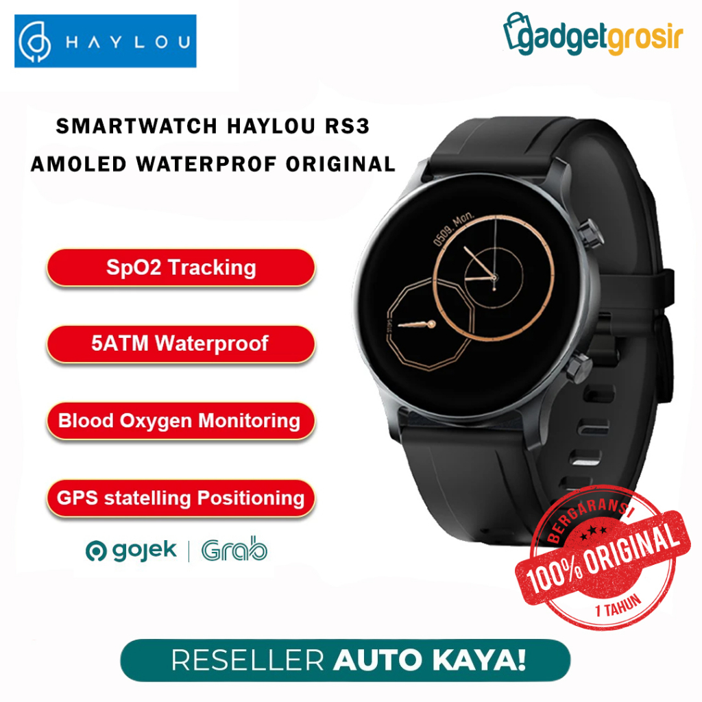 Jual Smartwatch Haylou RS3 LS04 1.2 Inch Original AMOLED Display GPS Waterproof 5 ATM SpO2 Heart ...