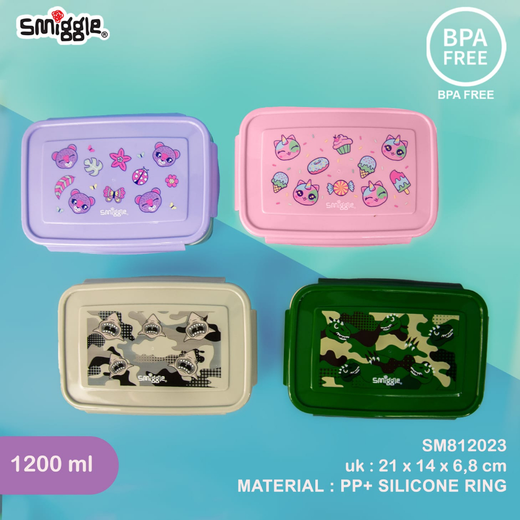 Jual SMIGGLE kotak makan Best Budz animal square lunchbox sekat 3 ...