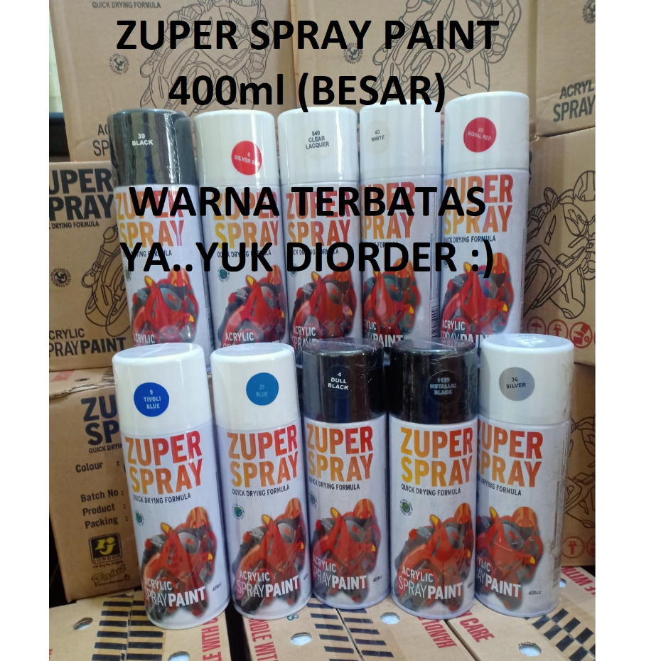 Jual Pilok Pilox Cat Semprot Zuper Spray Paint Warna Standard 400ml (Hitam, Putih, Clear, Biru ...