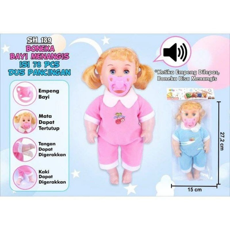 Jual mainan boneka bayi nangis halus/boneka dot/ SH189 | Shopee Indonesia