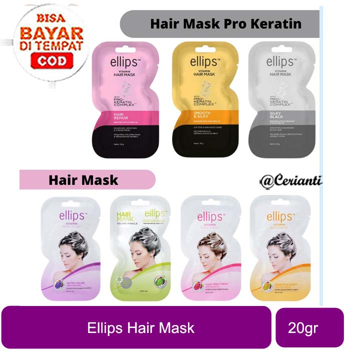 Jual [MASKER RAMBUT | KERATIN | 20GR | BPOM] ELLIPS HAIR MASK with Pro ...