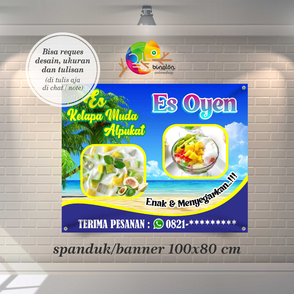 Jual 100x80 Spanduk Banner Es Oyen & Es Kelapa Alpukat | Shopee Indonesia