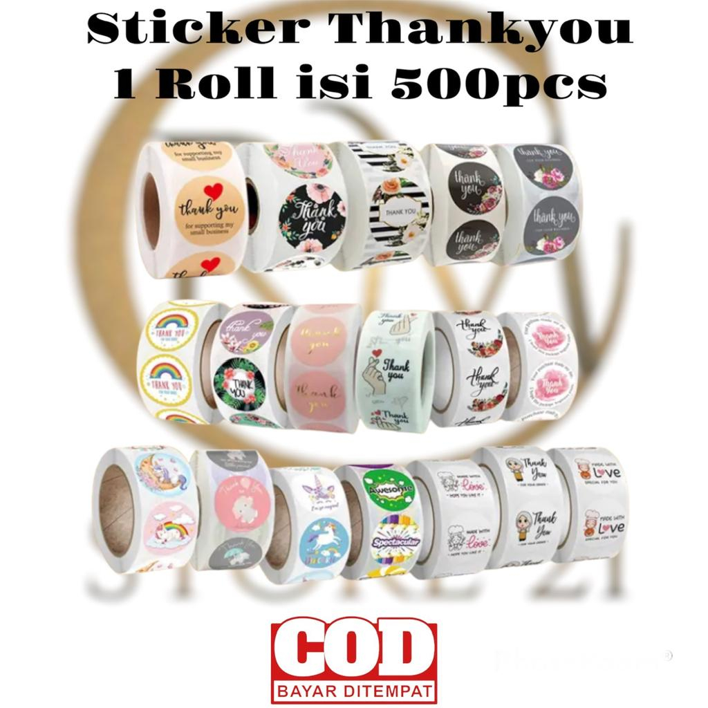 Jual CRM - Sticker Thankyou Label Thankyou Motif Lucu 1 Roll Isi ...