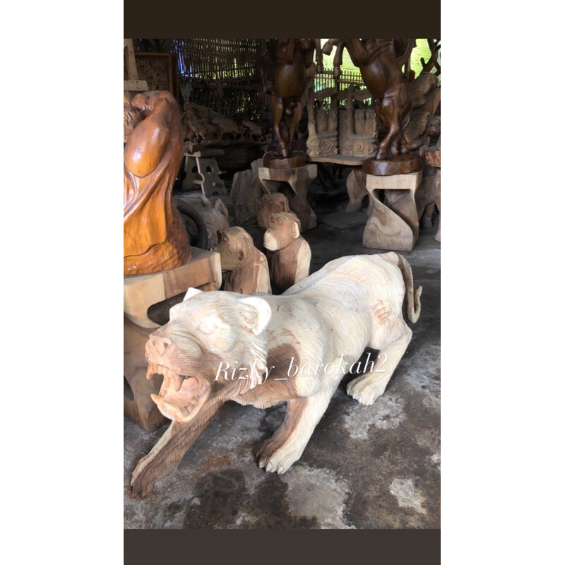 Jual Patung Macan Kayu Trambesi Solid | Shopee Indonesia