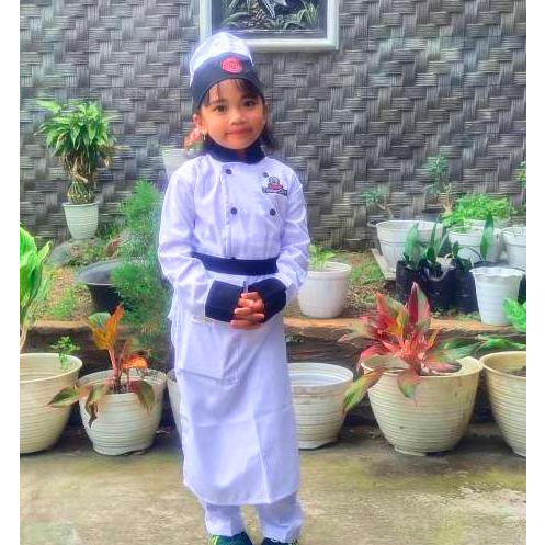 Jual Baju masterchef anak warna putih unisex Kostum koki anak warna ...