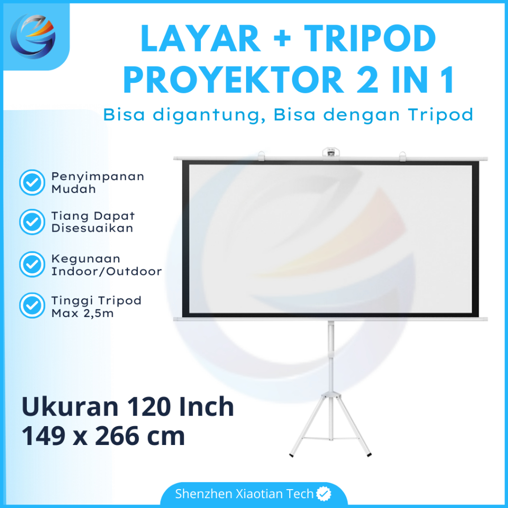 Jual Tripod Layar Proyektor 120 Inch 16:9 | Layar Proyektor Gantung 120 ...