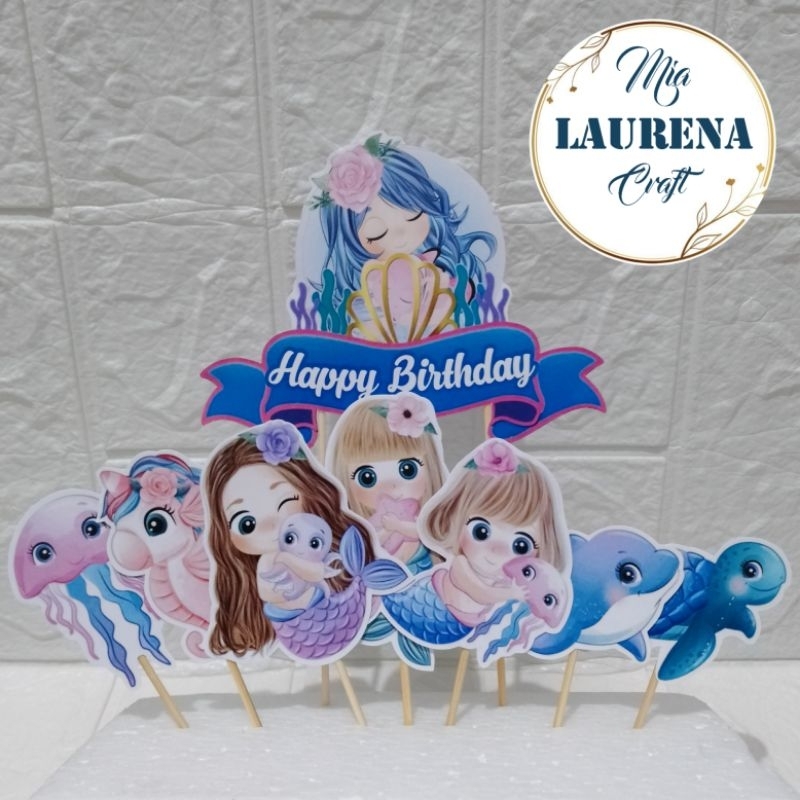 Jual topper birthday cake / hiasan kue ulang tahun tema Little Mermaid ...