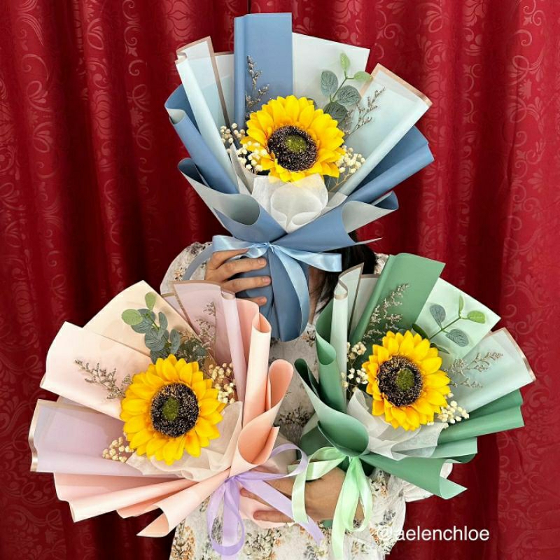 Jual Single sunflower bouquet / Buket bunga matahari dried flowers ...