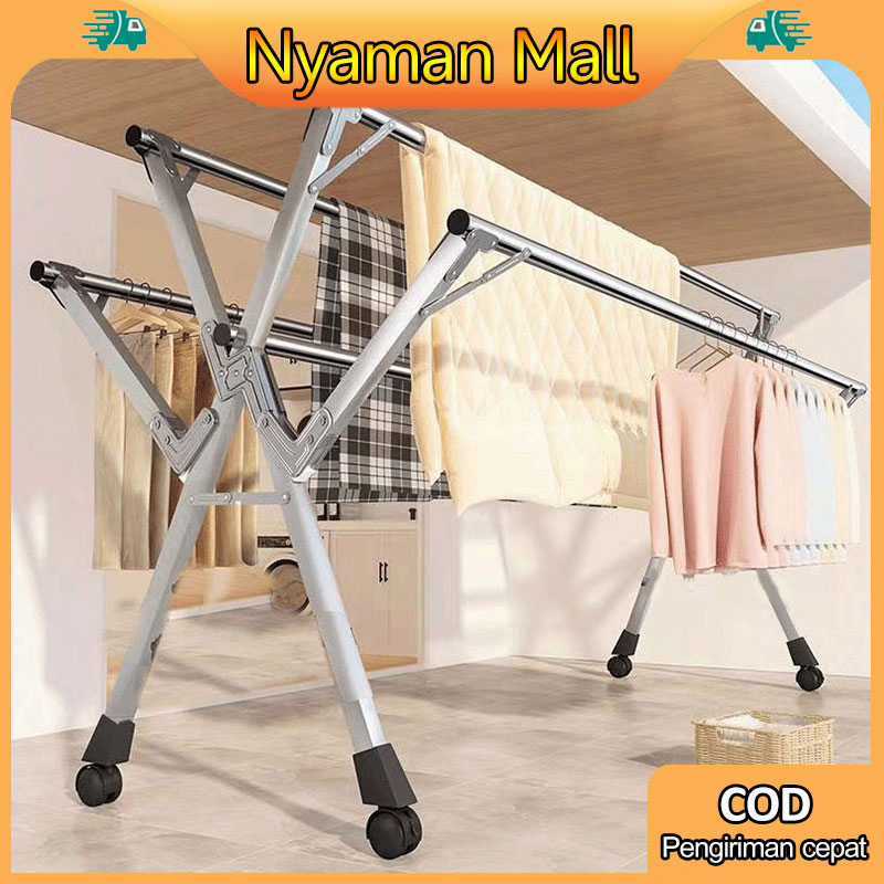 Jual Jemuran Baju Portable Stainles Jemuran Baju Lipat 5 Tiang Jemuran ...