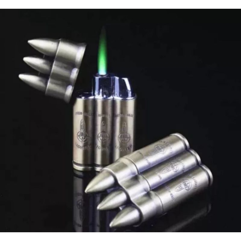 Jual Korek Api Gas Jenis Api Bara Motif Peluru Tahan Hembusan Angin ...