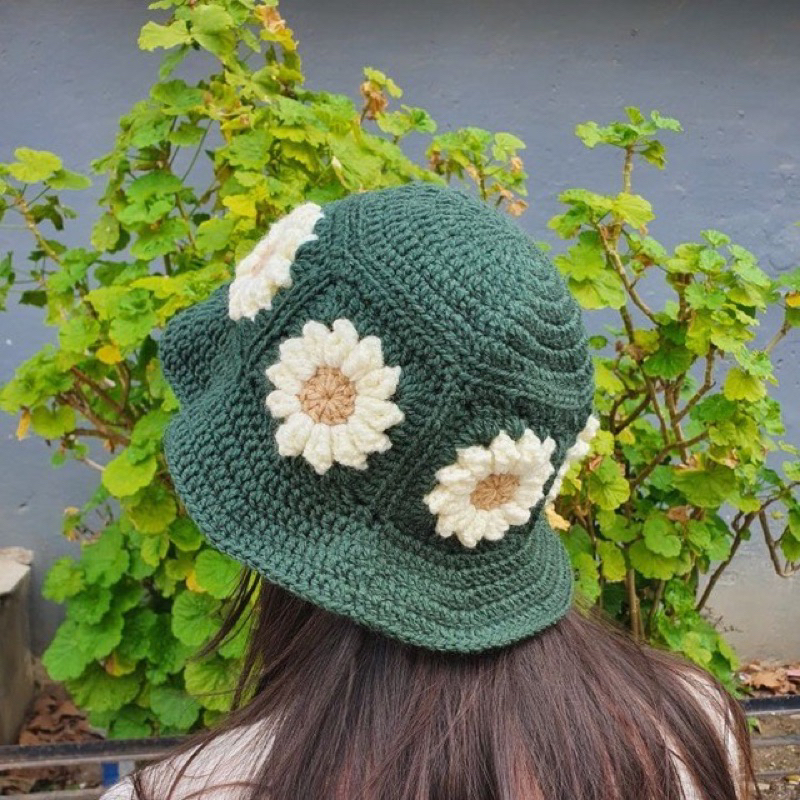 Jual Bucket Hat Crochet // Topi Rajut Daisy | Shopee Indonesia