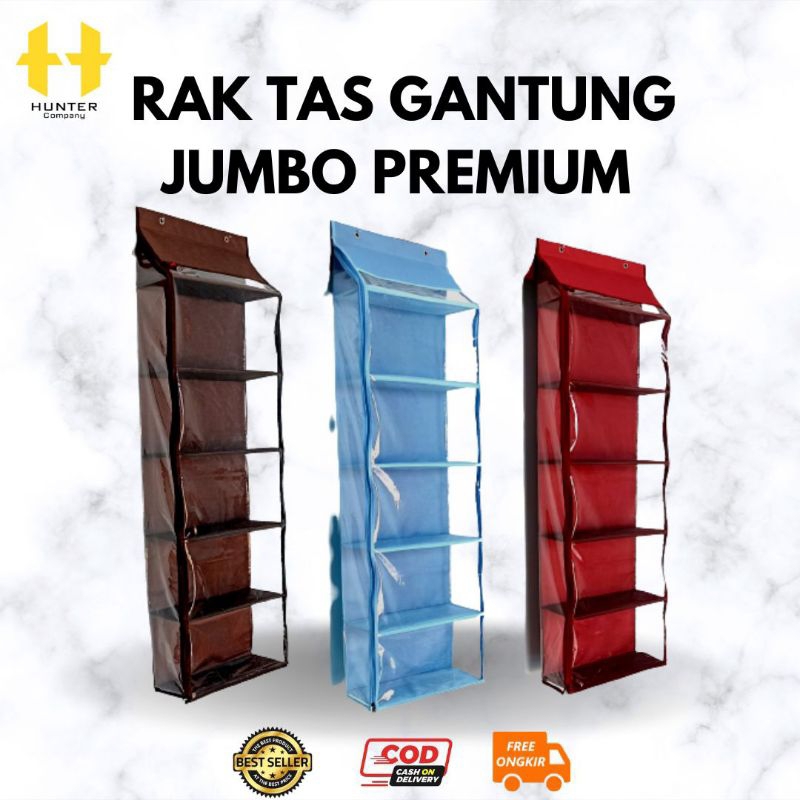Jual rak tas gantung premium tebal/tempat tas gantung resleting/rak tas ...