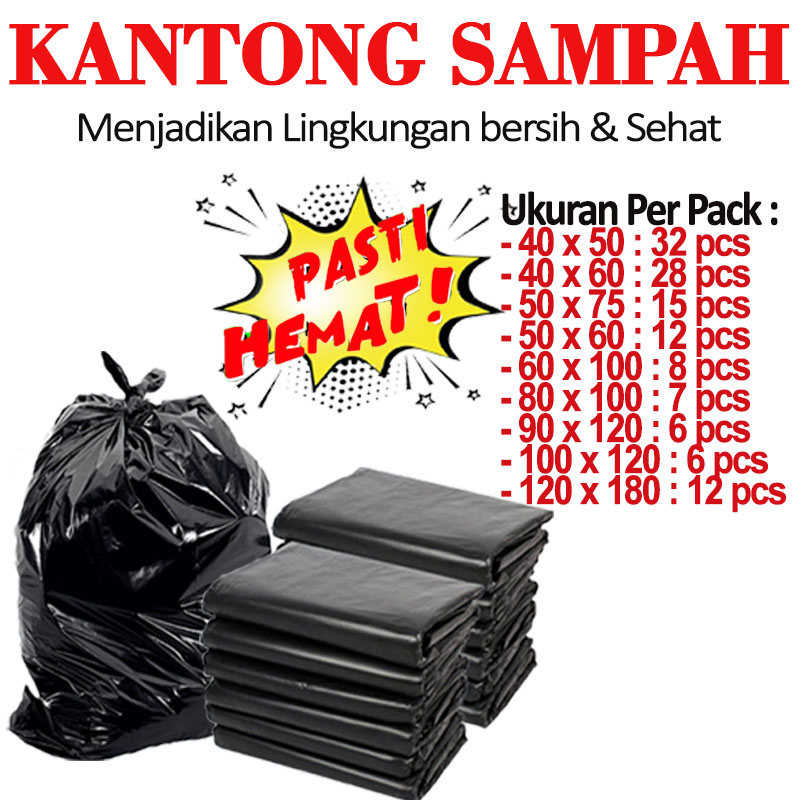 Jual Plastik Sampah | Kantong Plastik Sampah Hitam | Plastik sampah Besar | Uk. 40 x 50 40 x 60 ...