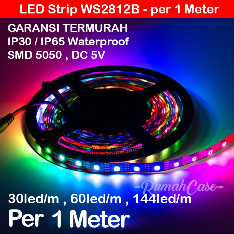Jual Per 1 Meter LED Strip WS2812B Addressable 5050 5v 30 60 144 led/m ...
