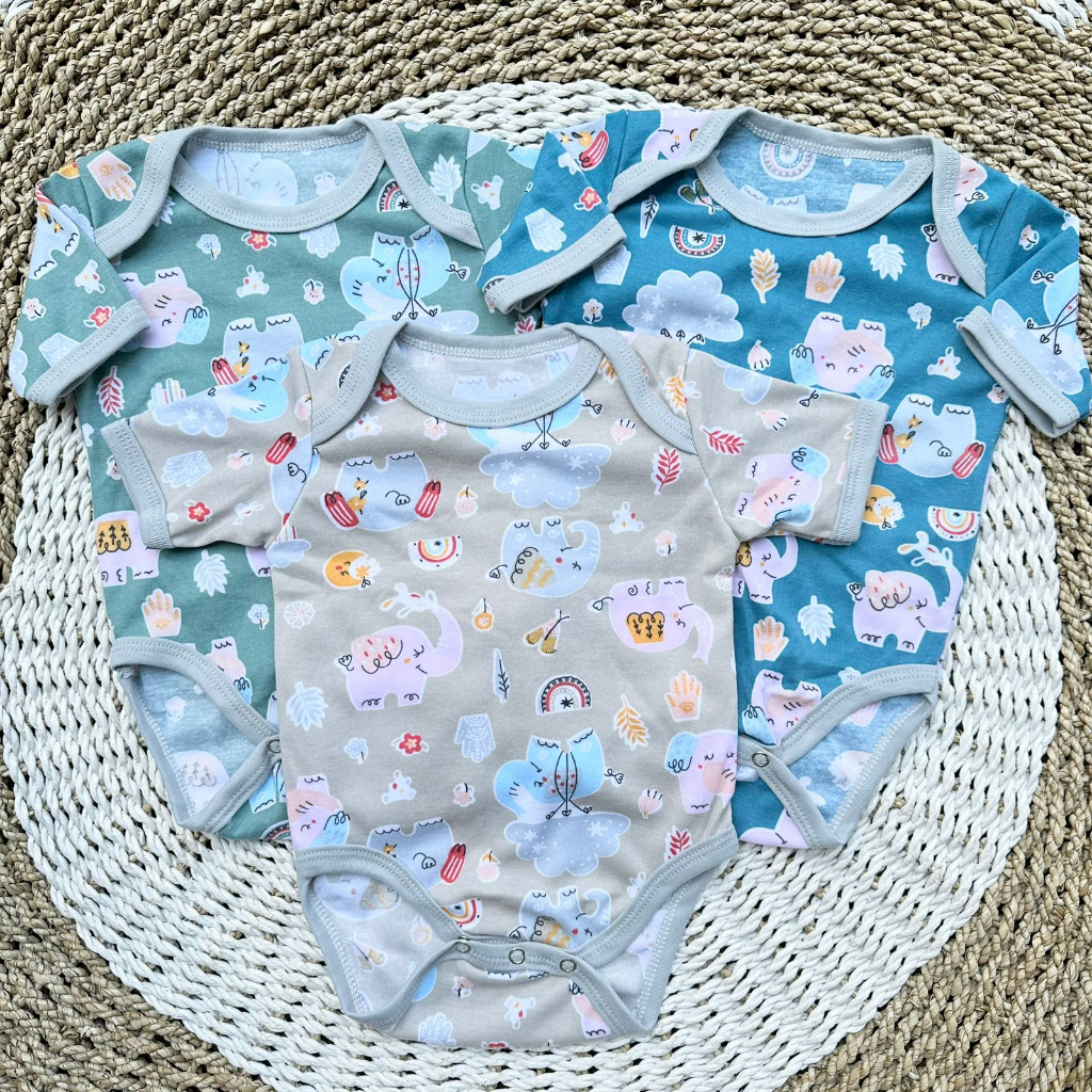 Jual 3Pcs Jumper Bayi Bodysuit Motif Full Sablon Jumper Bayi Newborn ...