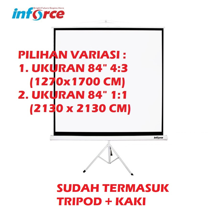 Jual TRIPOD SCREEN PROJECTOR INFORCE 84" 4:3 UKURAN 1270x1700 CM ...