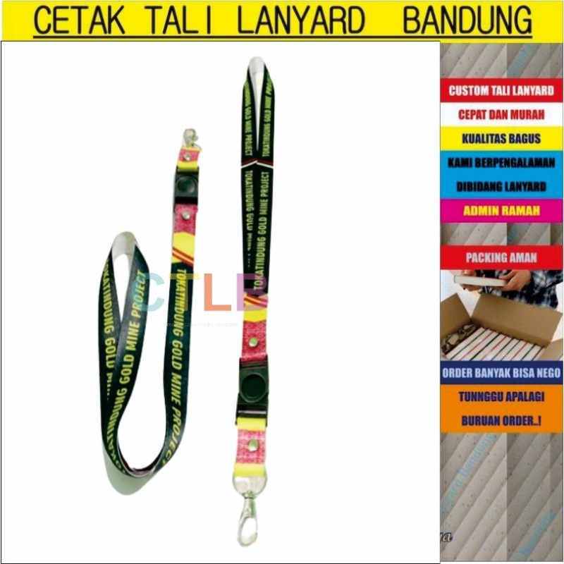 Jual Tali Lanyard id card custom printing 1, 5 cm 1 sisi/cetak Lanyard ...
