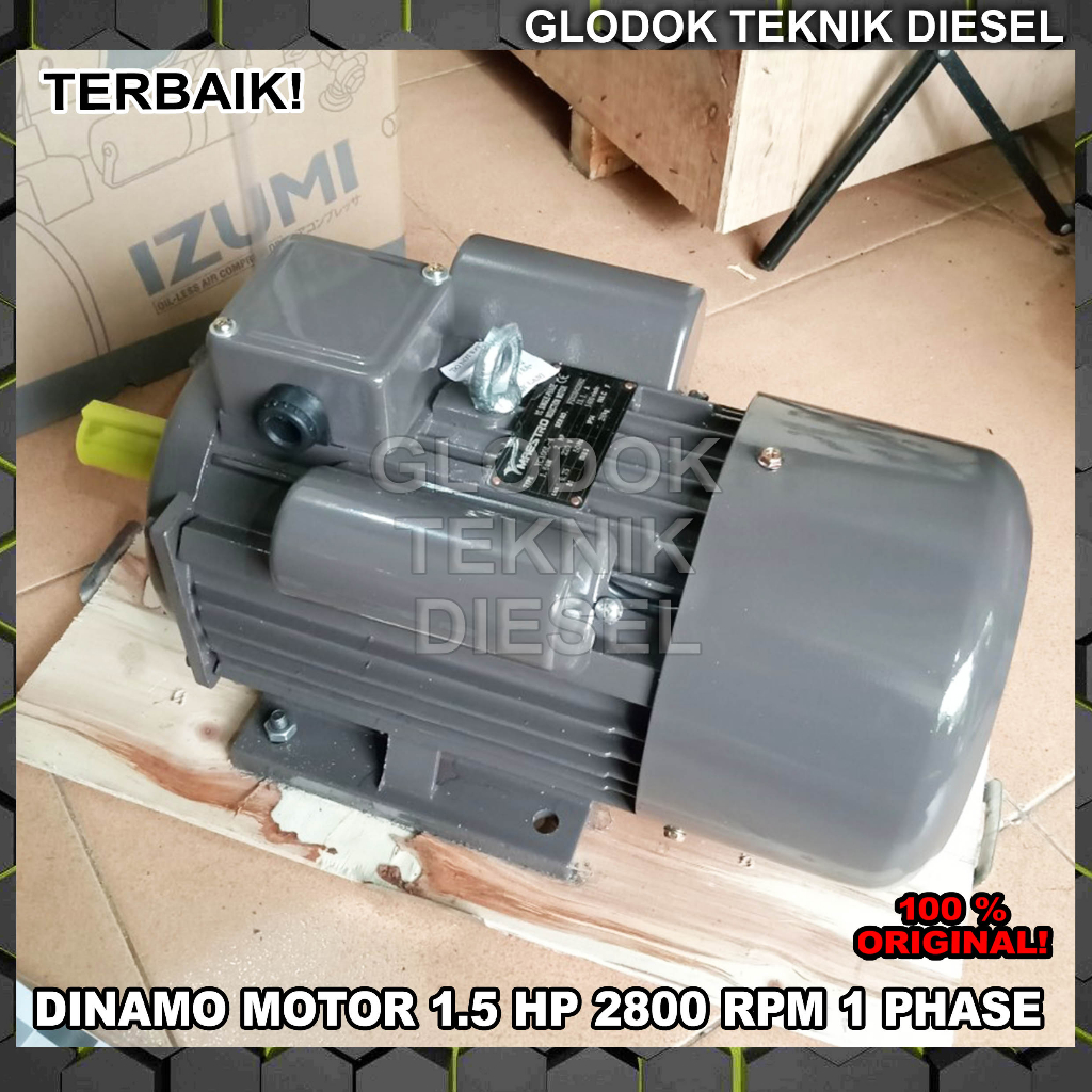 Jual Dinamo Motor 1.5 1,5 HP 2800 RPM 2 POLE 1 PHASE Gulungan FULL TEMBAGA Original Terbaik ...