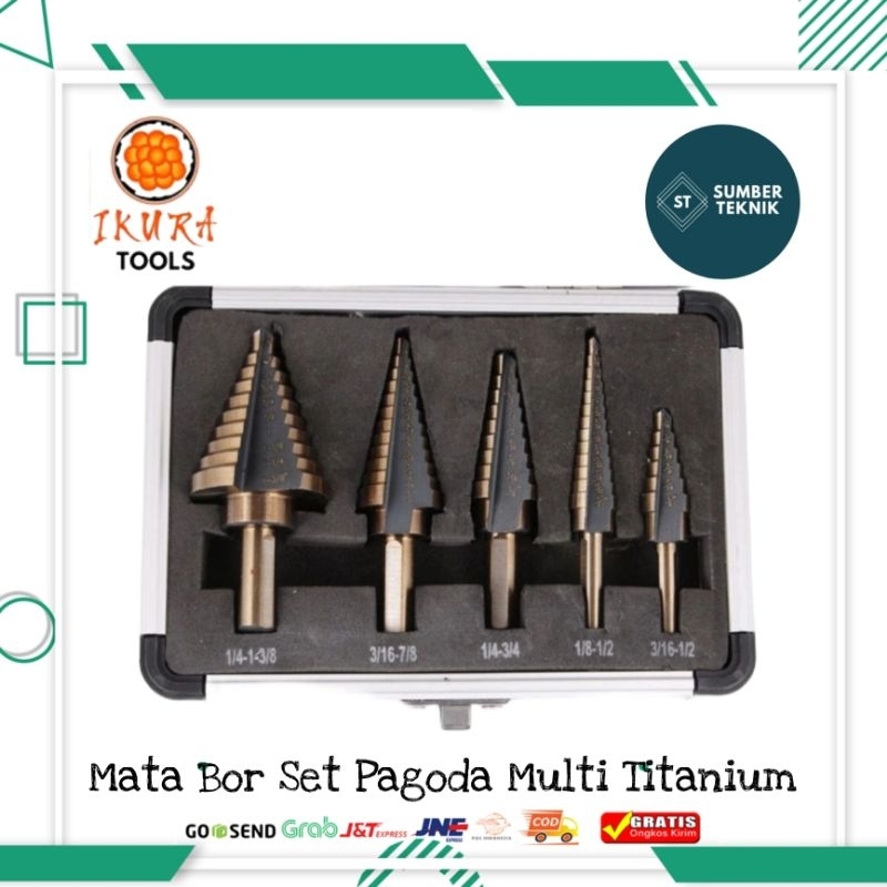 Jual IKURA SDI201 Step Drill Set 5 Pcs / Mata Bor Pagoda Multi Titanium HSS | Shopee Indonesia