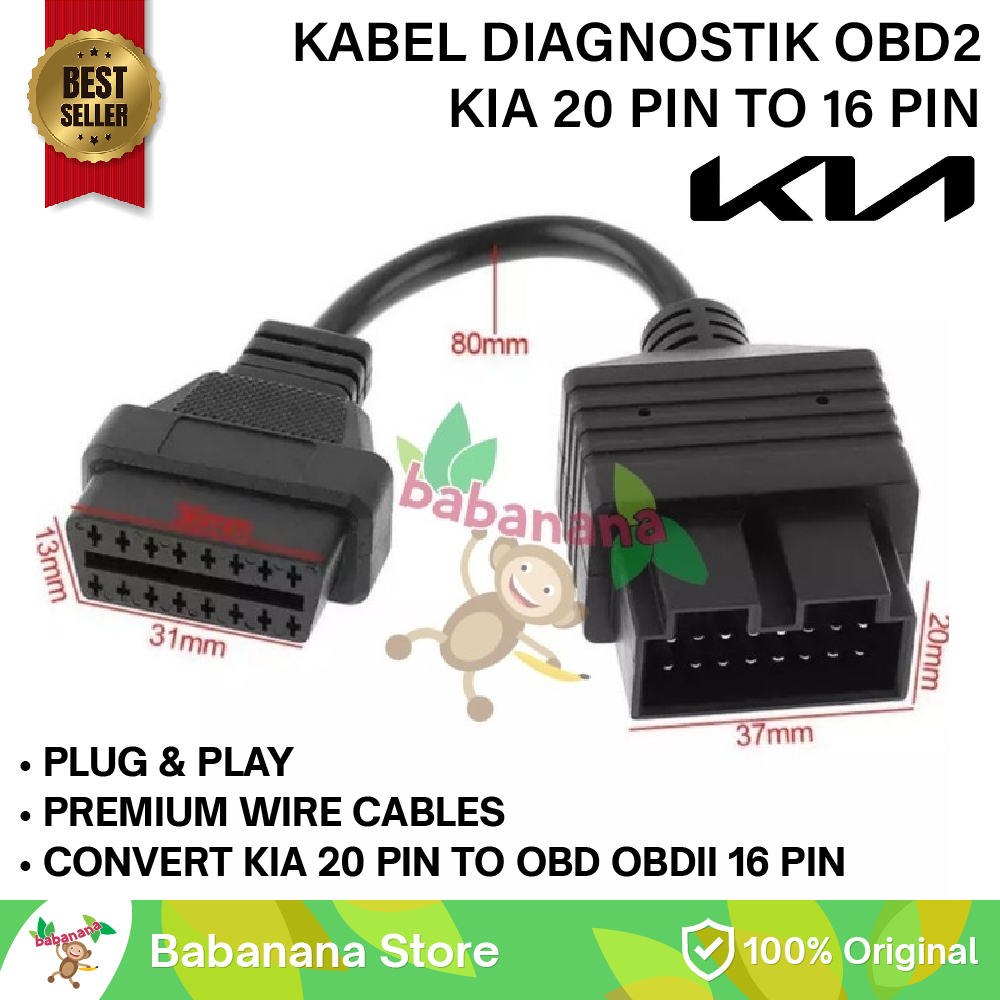 Jual Kabel OBD KIA mobil 16 to 20 pin diagnostik mobil car adapter ...