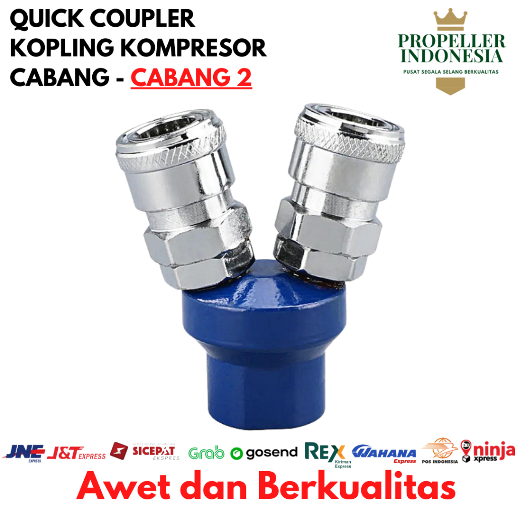 Jual Quick Coupling Cabang Coupler Kopler Sambungan Kompresor 2 Way 3 ...