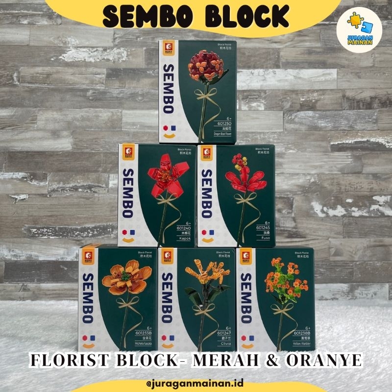 Jual SEMBO BLOCKS Flower Red Orange Series - Bricks Blocks bongkar ...