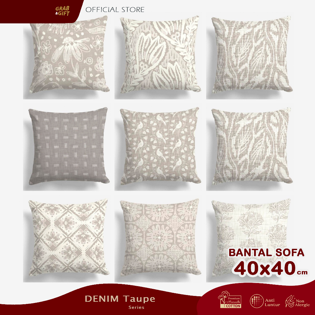 Jual Bantal Sofa Print Motif 40x40 cm Denim Taupe Abstrak Dekorasi ...