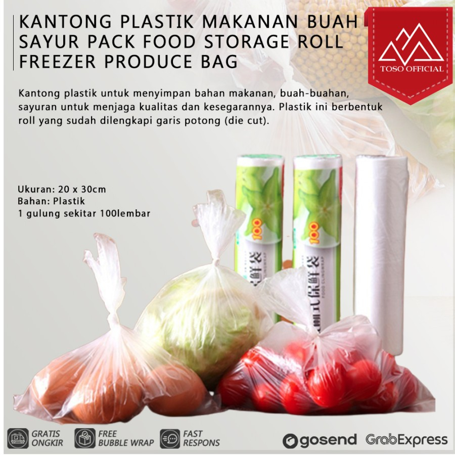 Jual KANTONG PLASTIK MAKANAN BUAH SAYUR PACK FOOD STORAGE ROLL PRODUCE ...