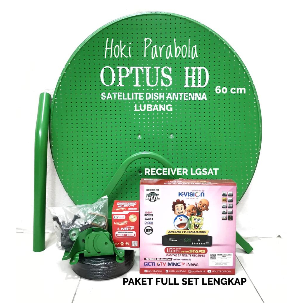 Jual Parabola Mini Optus Hijau Lubang 60cm Paket Receiver Lgsat - Odu ...