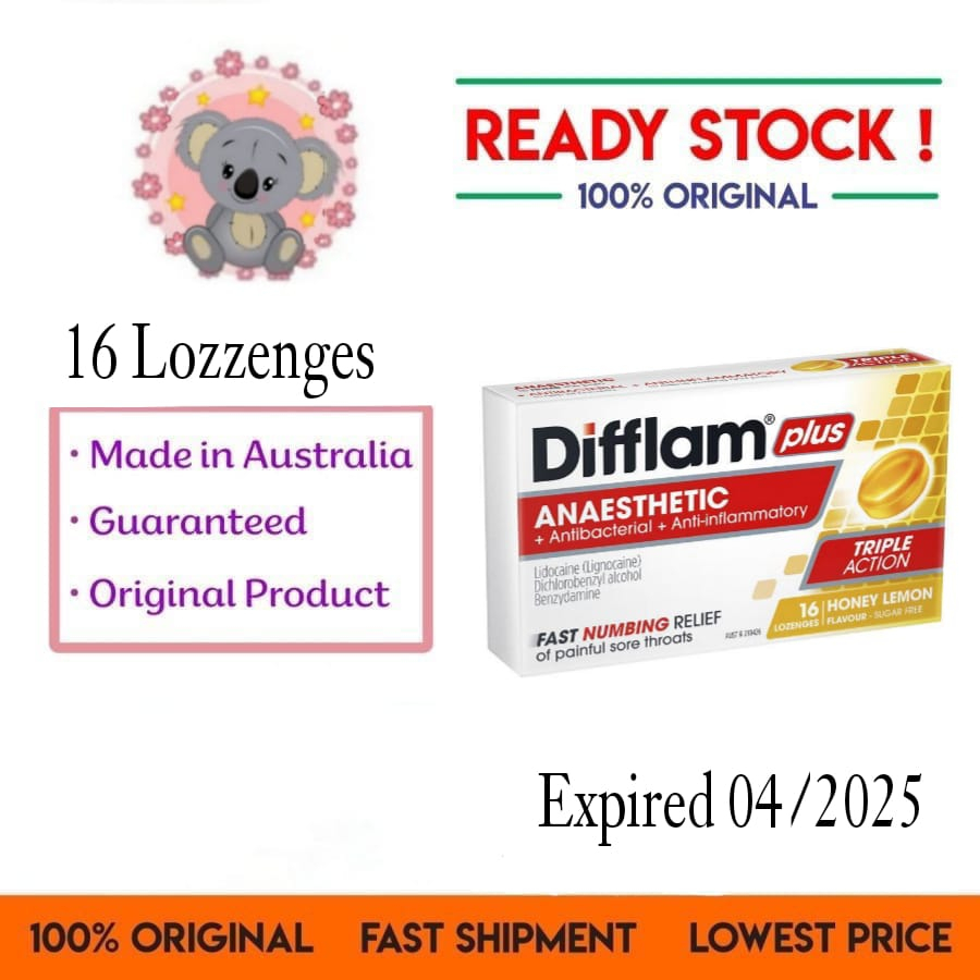 Jual PERMEN Difflam Plus Anaesthetic Sugar Free Honey And Lemon (16 ...