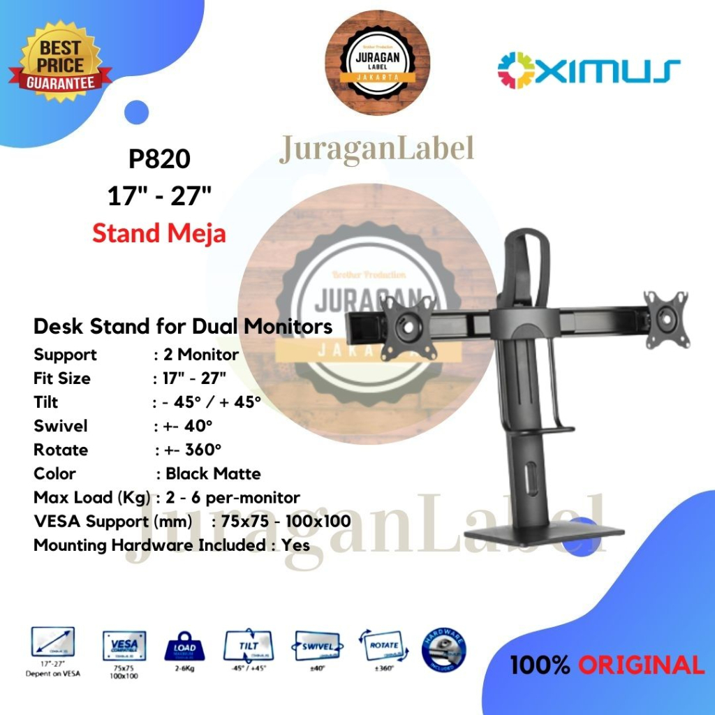 Jual Bracket Oximus P810 P820 17" - 27" Stand Meja 1 - 2 Monitor Full ERGO | Shopee Indonesia