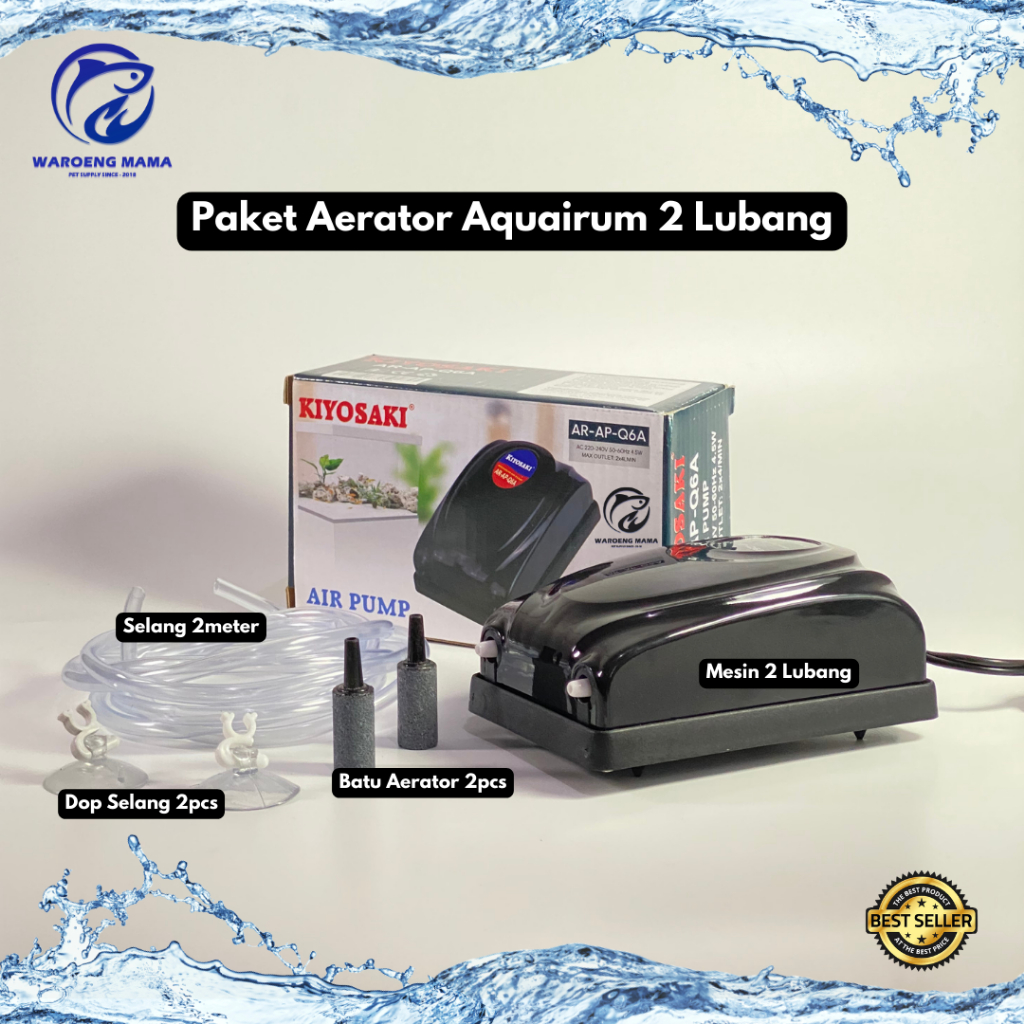 Jual Aerator Pompa Udara Aquarium 2 Lubang Paket Lengkap Air Pump 2 ...