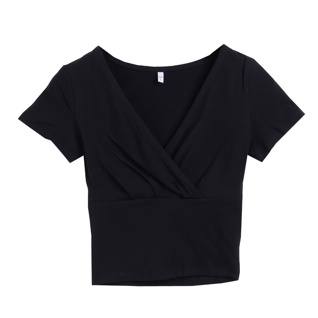 Jual Misso Bj1058 Baju Wanita Atasan Korean V Neck Crop Top Kekinian