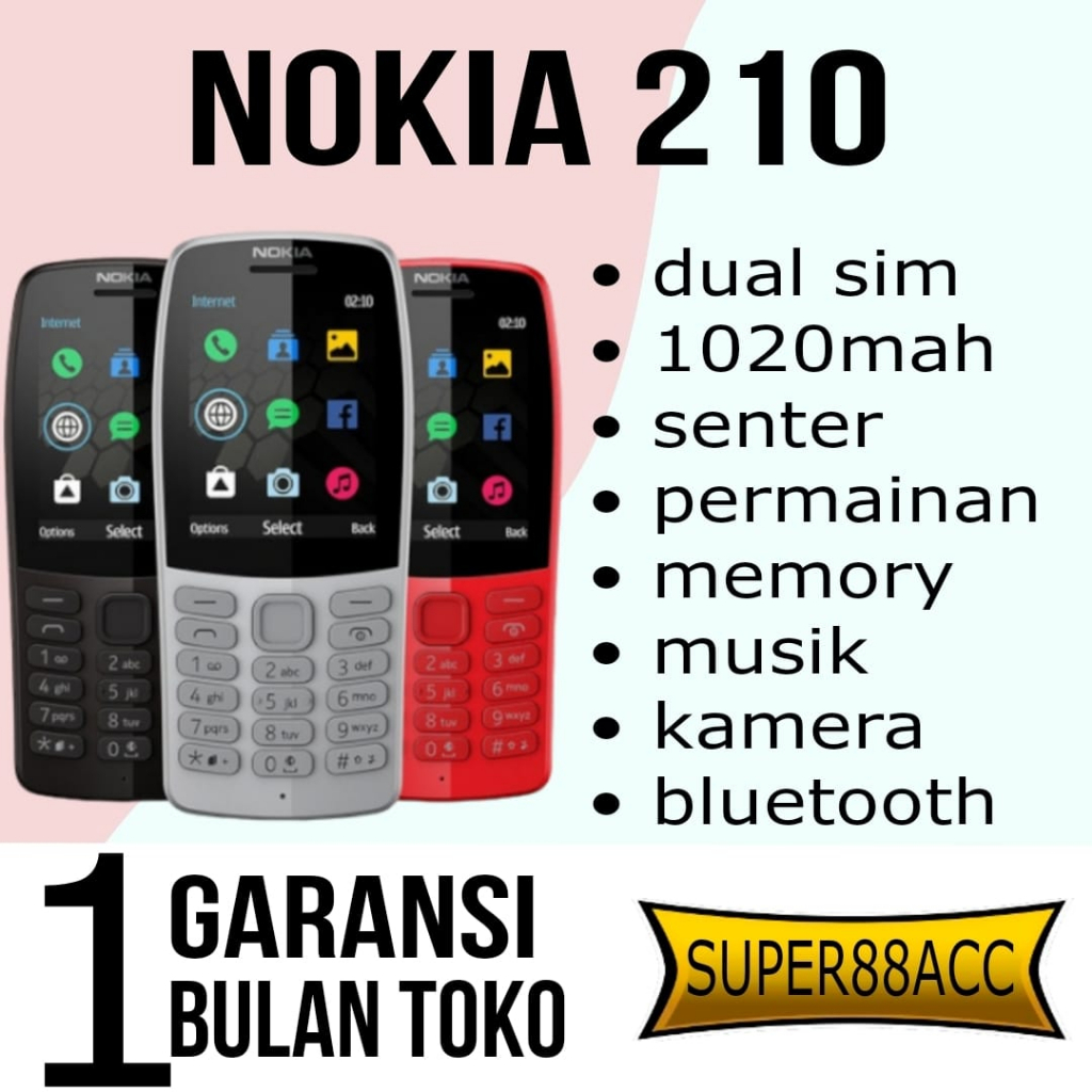 Jual HANDPHONE NOKIA 210 HANDPHONE NOKIA DUAL SIM BERGARANSI 1 TAHUN ...