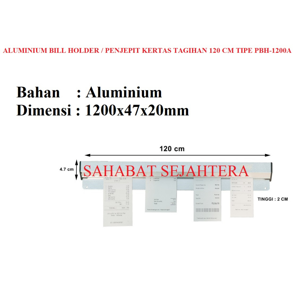 Jual Aluminium Bill Holder / Penjepit Kertas Tagihan 120 cm TIPE PBH ...