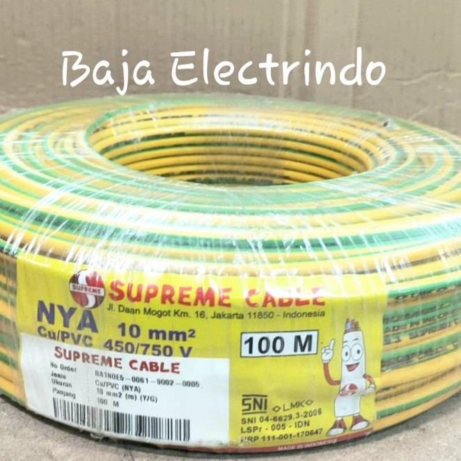 Jual KABEL GROUNDING TUNGGAL NYA 10MM SUPREME @100MTR KABEL NYA 1X10 MM PER 100meter | Shopee ...