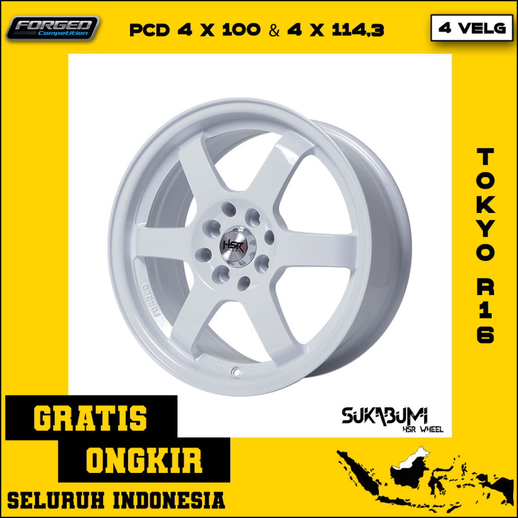 Jual Velg Mobil JDM Look HSR Tokyo Ring 16 Palang 6 Et/Offset 40 Rata ...