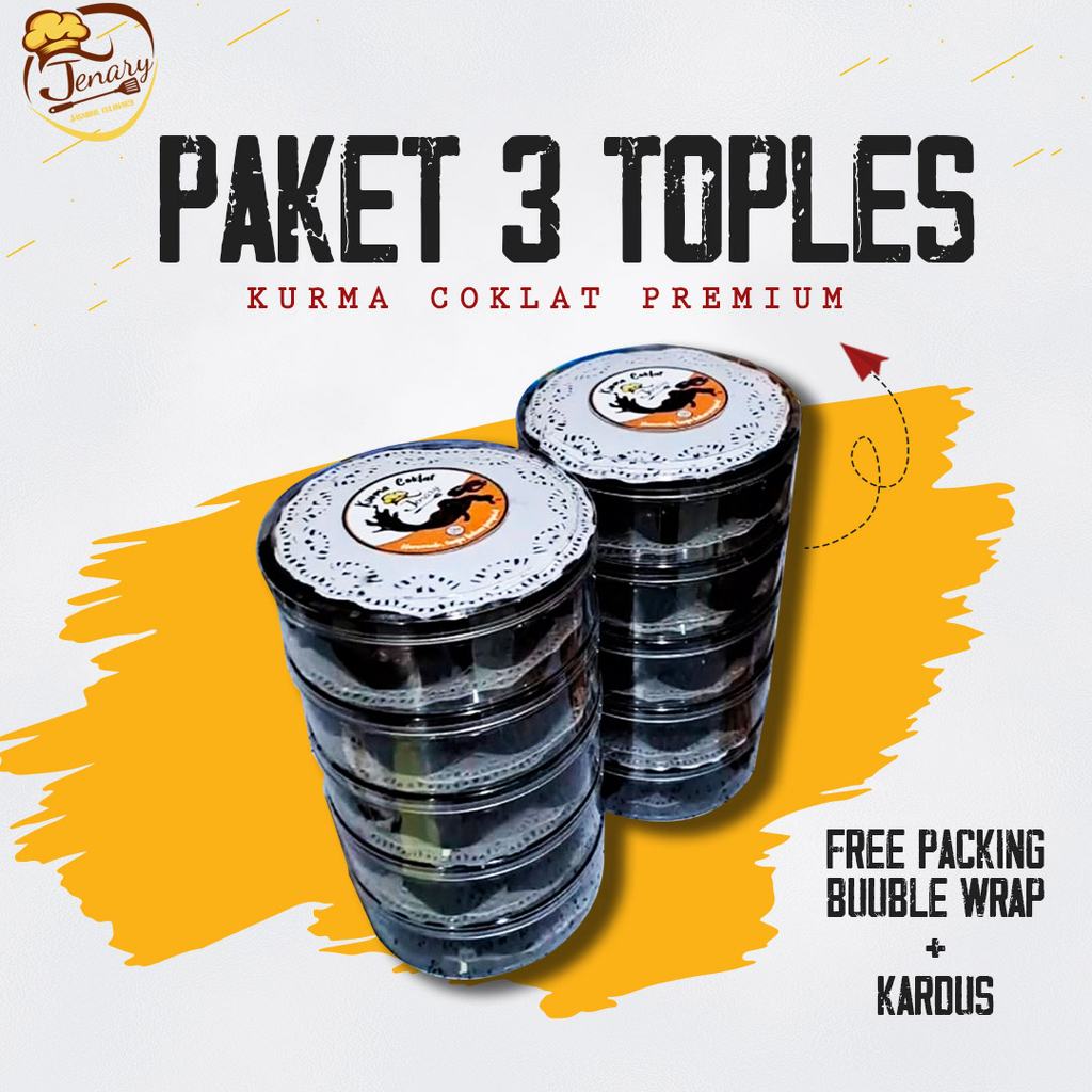 Jual Kurcok Kurma Coklat Premium Paket 3 Toples Kemasan 250 gram coklat ...