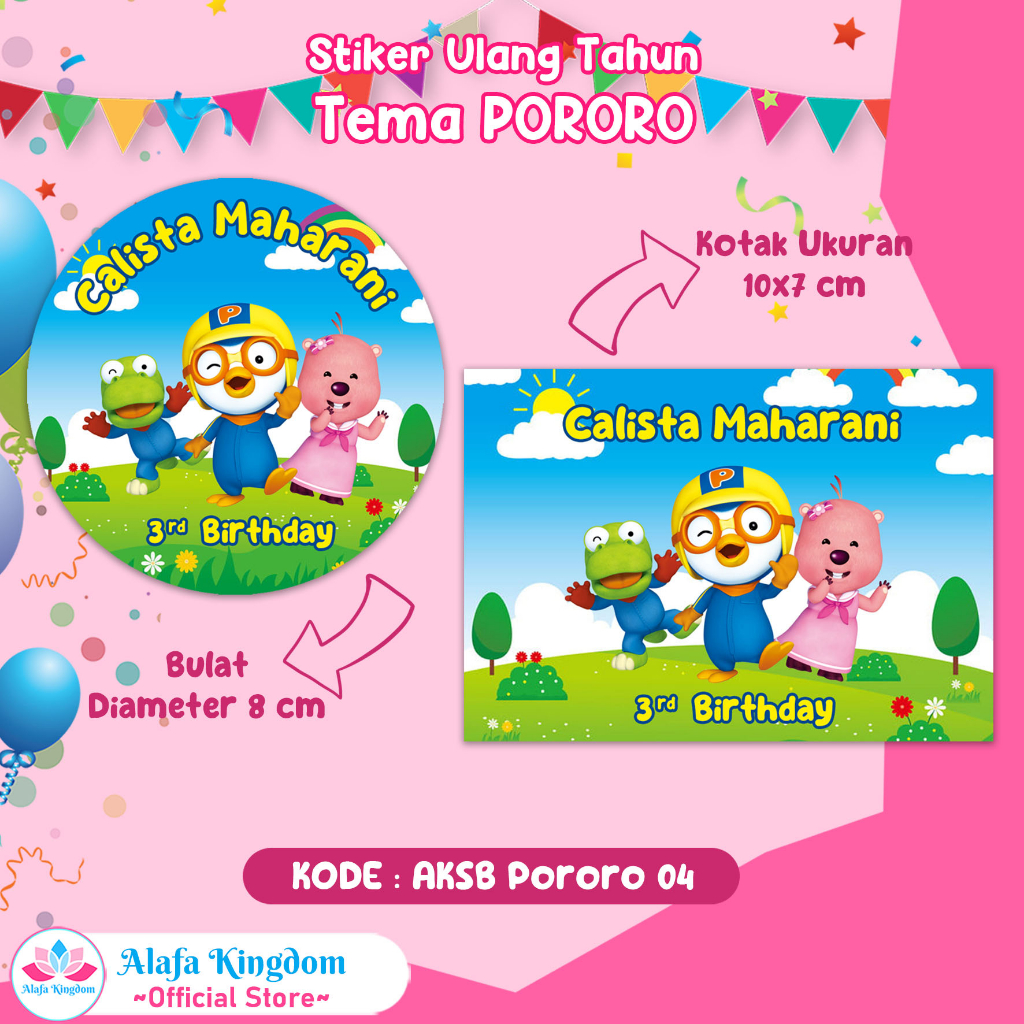 Jual [alafakingdom] Stiker Label Bulat Ulang Tahun PORORO | Label ...
