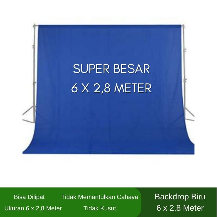 Jual Background foto Biru Blue Screen 6x2.8 Meter | Shopee Indonesia